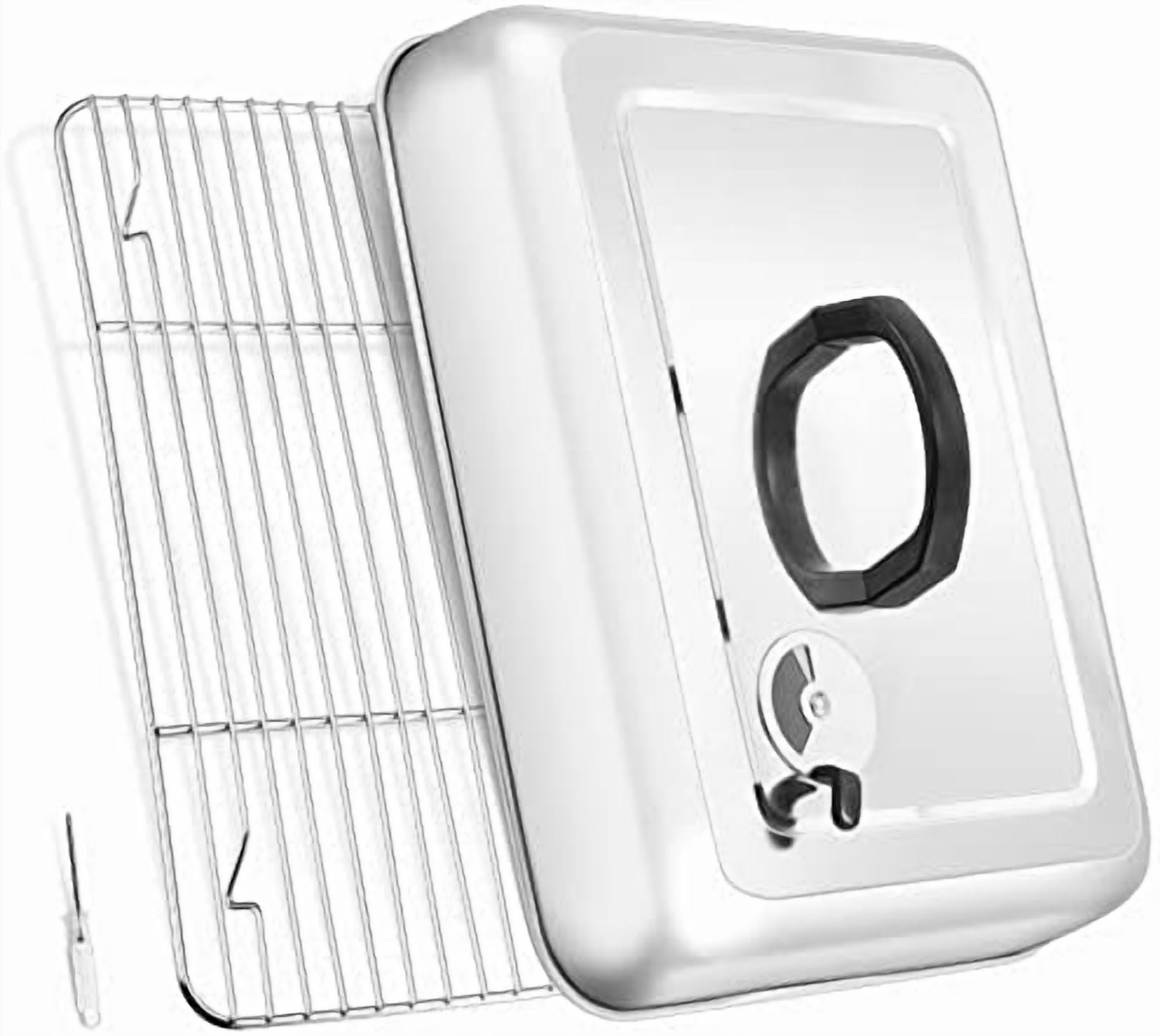 13" Rectangular Basting Cover with 11"x 9" Cooling Rack, Cheese Melting ...