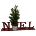 13" Red "NOEL" Metal Planter with Faux Pine Christmas Tabletop Plaque ...