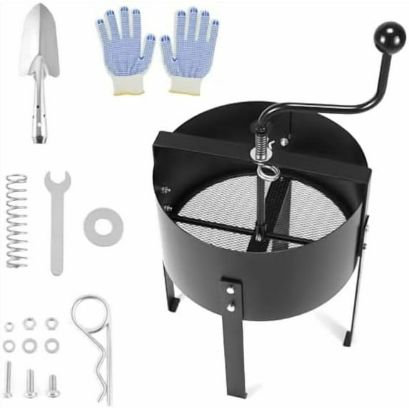 13" Rotary Soil Sifter Compost Sieve, Efficient 1/5 Inch Mesh,Durable ...