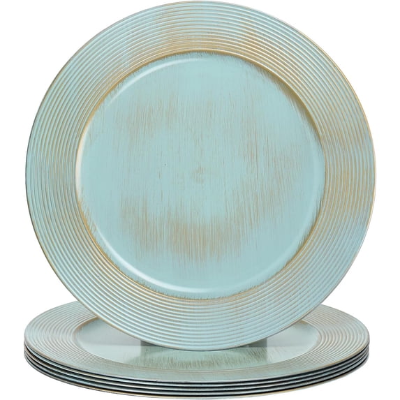 13" Round Plates, 6 Ring Chargers for Dinner Plates, Plate Set Wedding ...