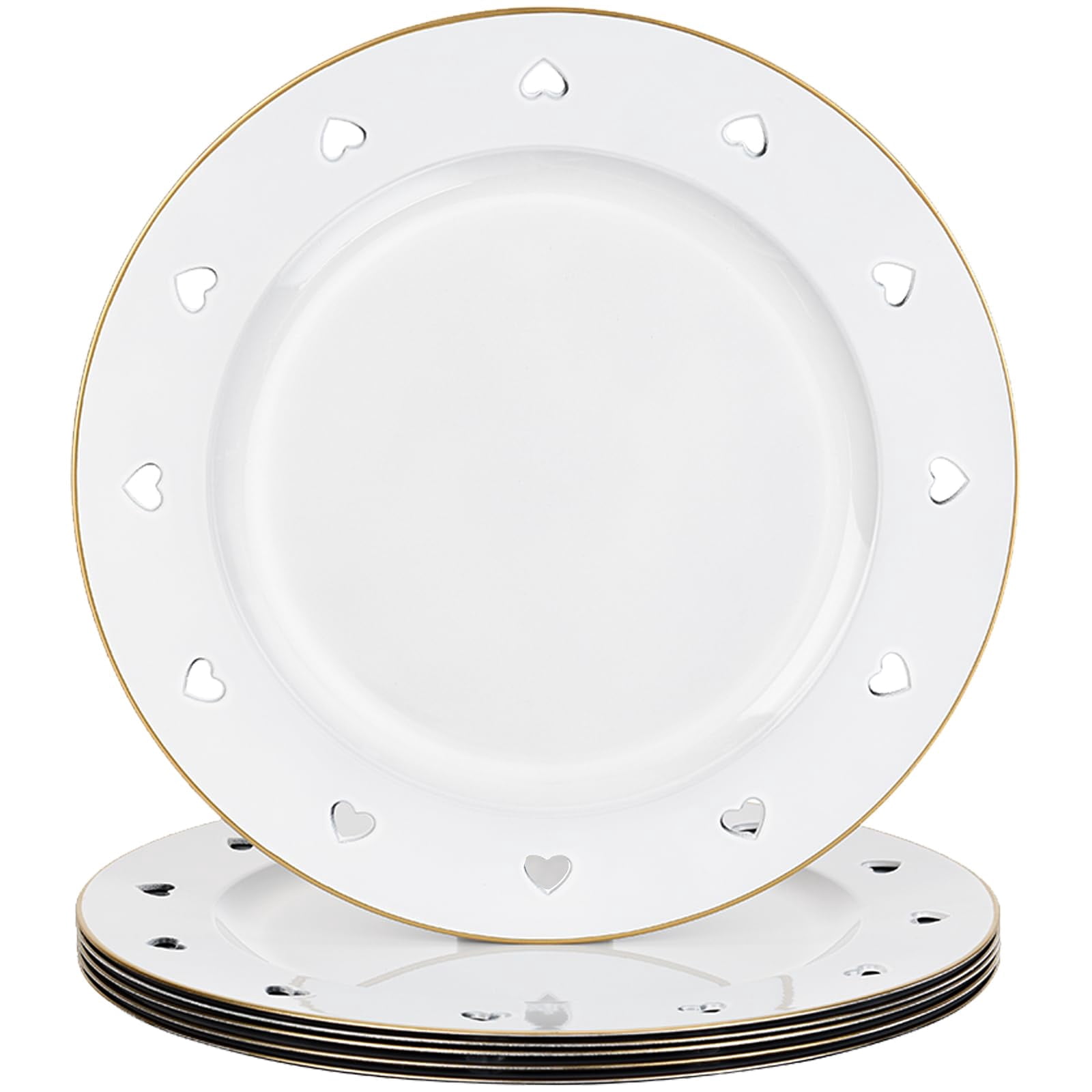 13" Round White Charger Plates, Heart Hollow Chargers for Dinner Plates ...