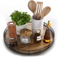 13" Round Wooden Lazy Susan Turntable Organizer for Kitchen, Bathroom ...