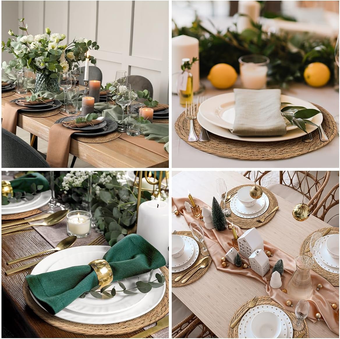 13 in Round Woven Placemats Plate Chargers Set of 10, Boho Farmhouse ...