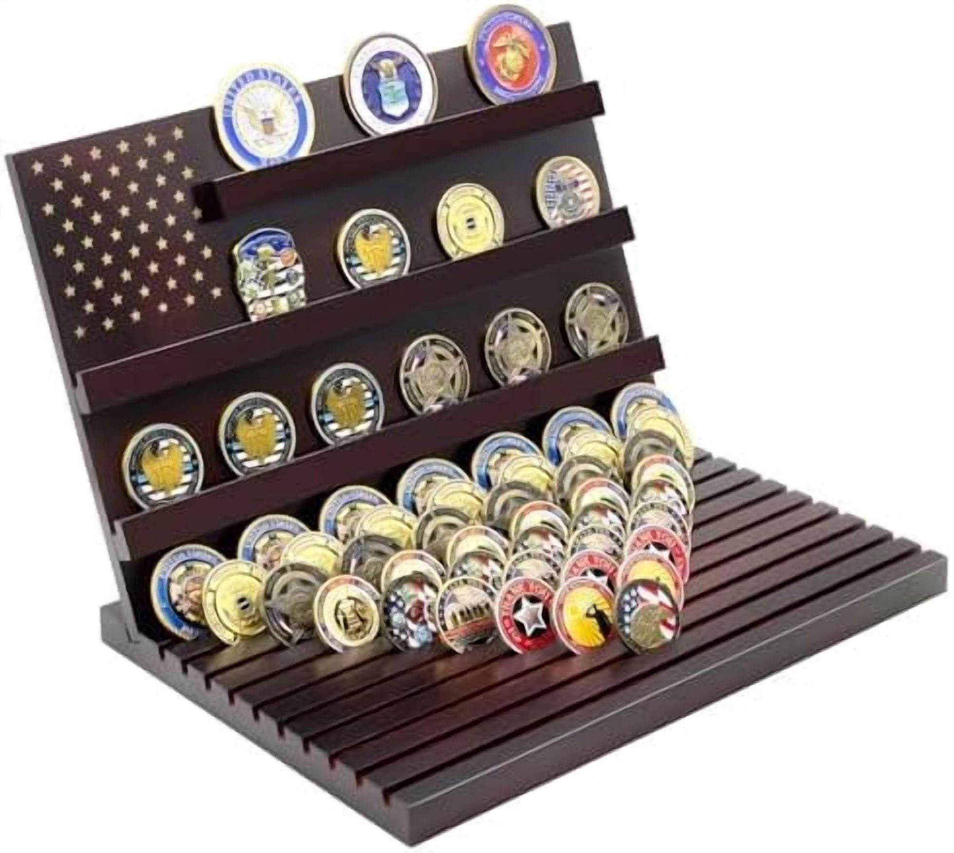 13 Rows Solid Wood Challenge Coin Display Case Military Coin Holder ...