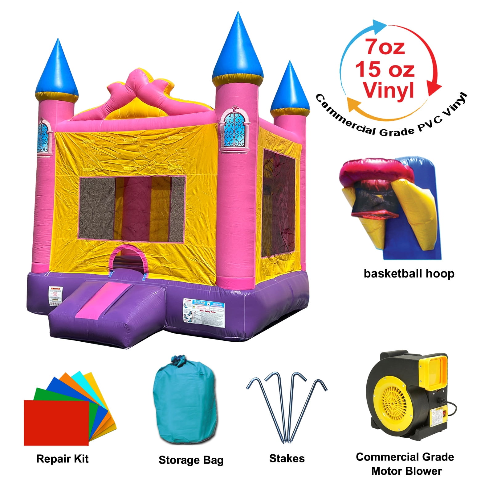 Jingo Jump 13' Semi Pink Castle Inflatable Bouncer - Walmart.com