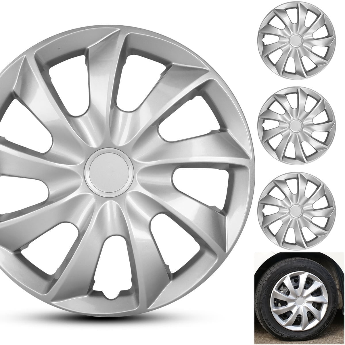 13" Set Of 4 Universal Wheel Covers Snap On Hubcaps Full Hub Caps fit ...