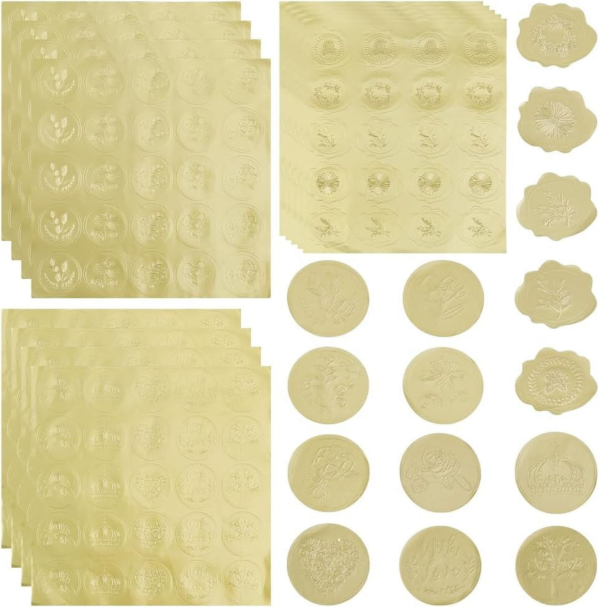 13 Sheets 15 Patterns Gold Envelope Seals Stickers Embossed Envelope ...