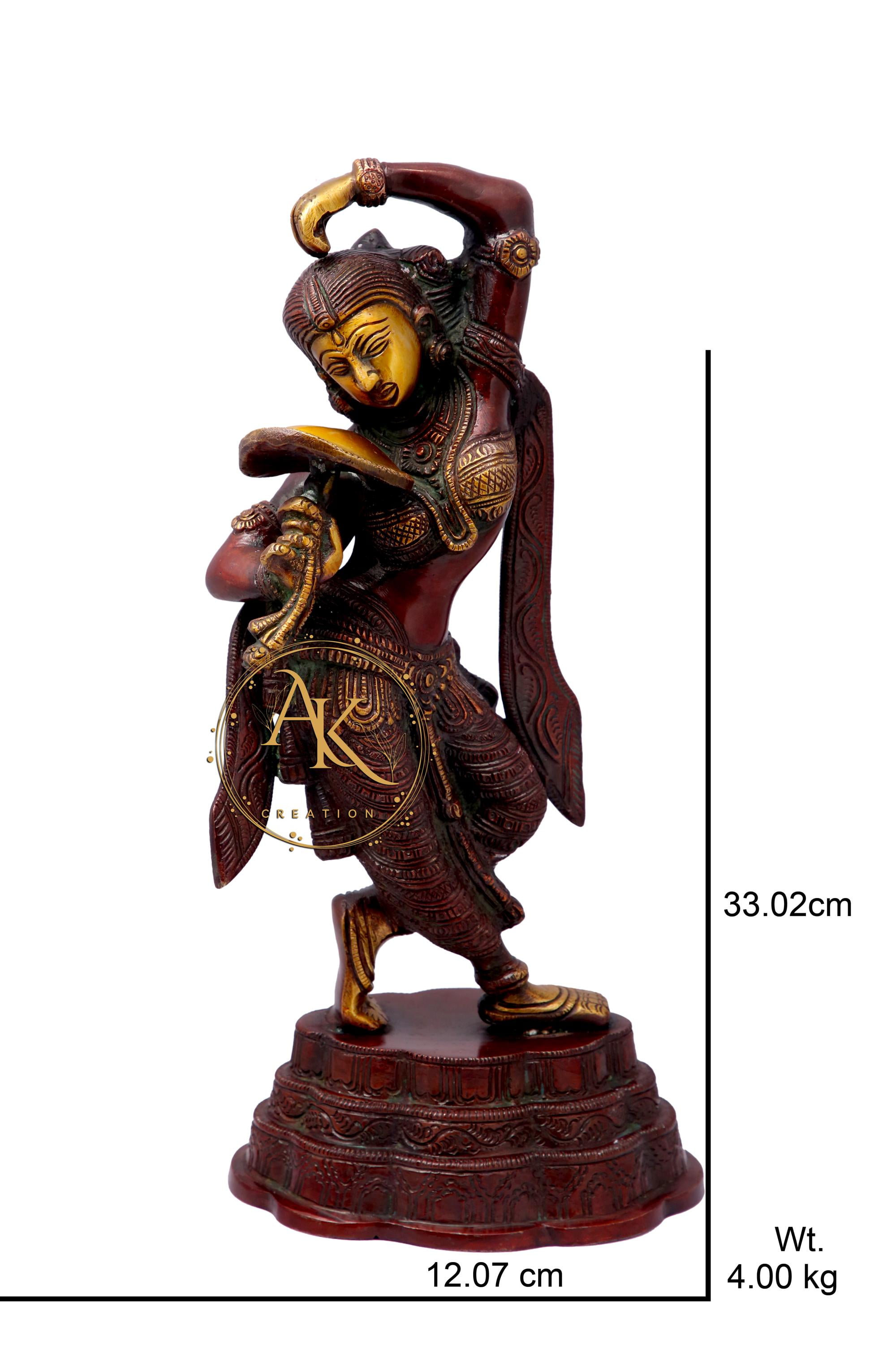 13" Shringar Lady Brass statue with Lacquer finish, Antique Finish Look Indian Women Figure ...