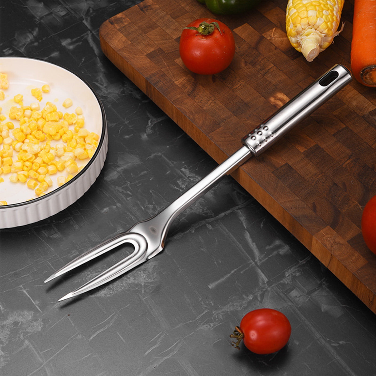 13" Stainless Steel Carving Fork - Heavy Duty 2-Prong Meat Fork for BBQ ...