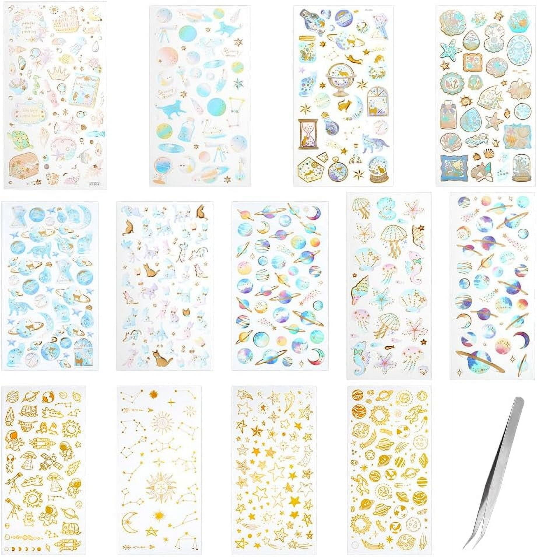 13 Styles 3D Puffy Stickers Transparent Epoxy Resin Glitter Stickers ...