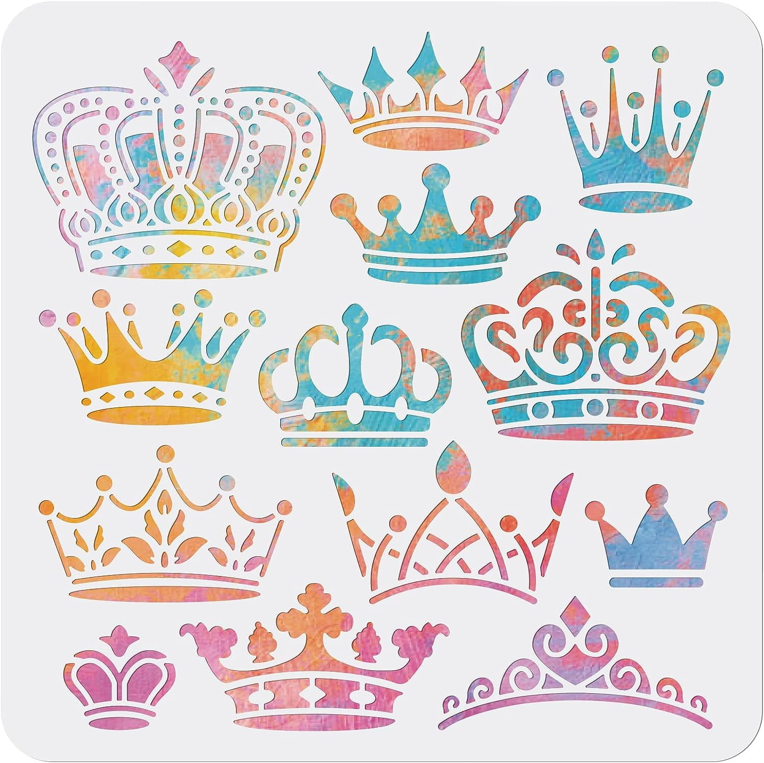 13 Styles Crown Stencil Queens Princess Crown Stencils for Painting 11. ...