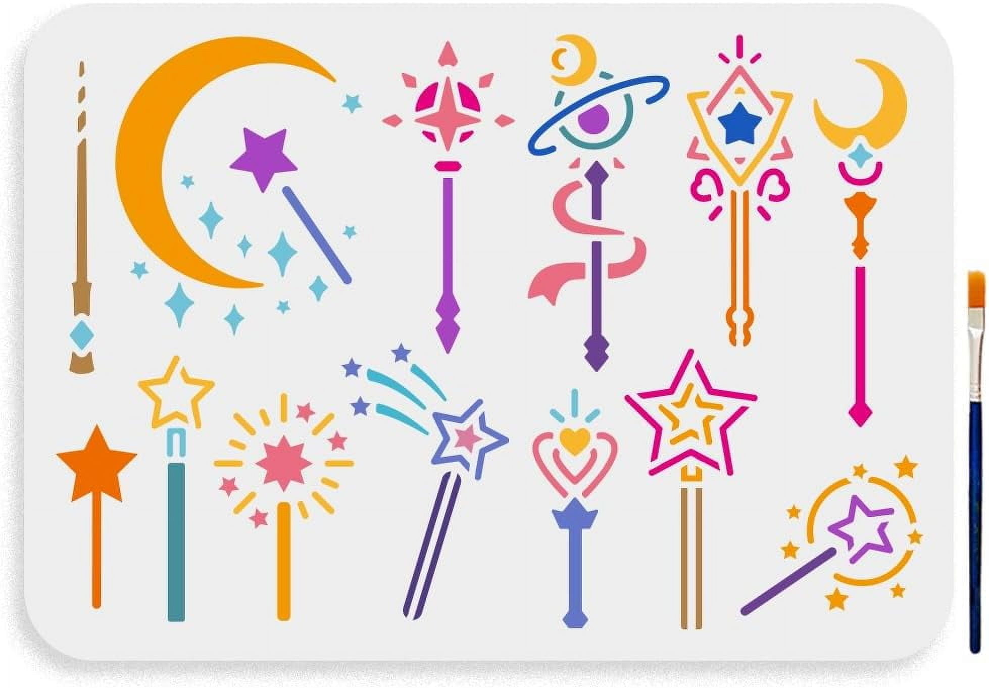 13 Styles Magic Wand Stencil 11.7×8.3inch Magic Theme Template with ...