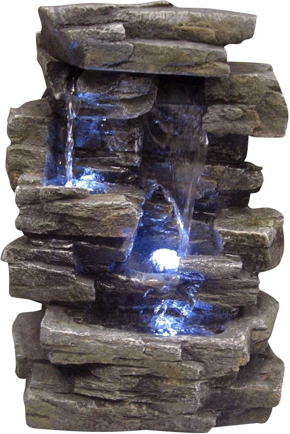 13" Tall Indoor 4-Tier Cascading Tabletop Fountain with LED Lights ...