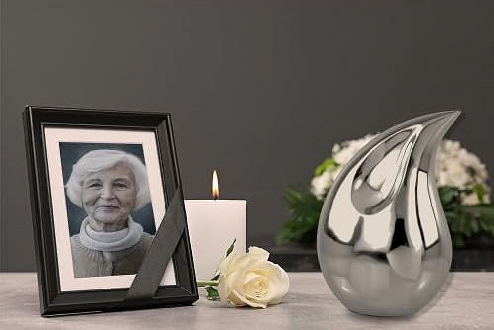 13" Teardrop Nickel Aluminum Funeral Ashes Urn for Adults and Pets ...