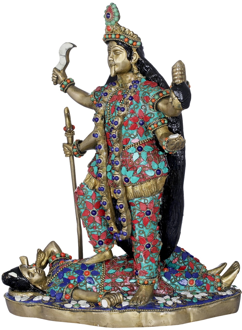 13" The Goddess Kali In Brass | Handmade | Made In India - Brass Statue ...