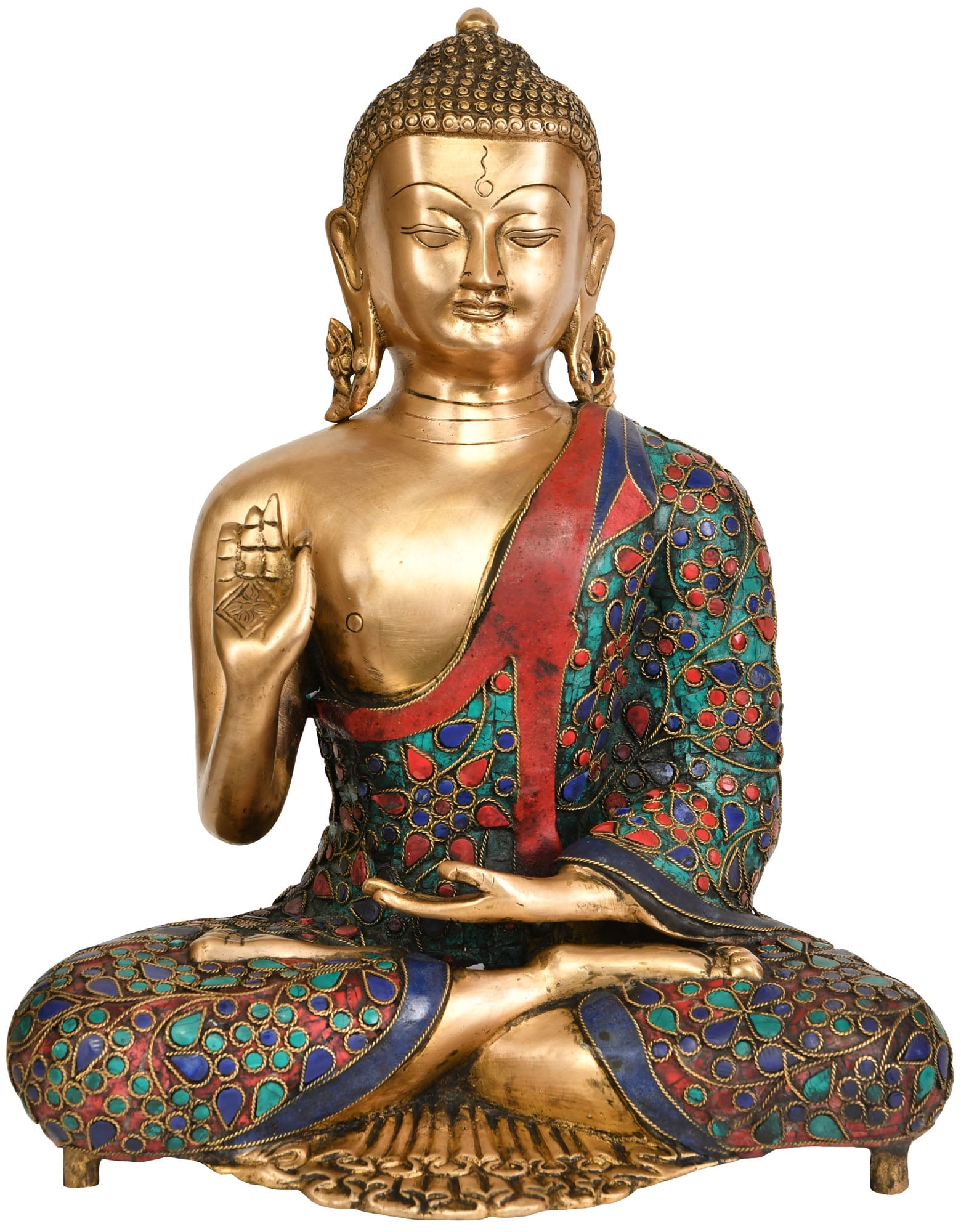13" Tibetan Buddhist Deity Preaching Buddha In Brass | Handmade | Made ...