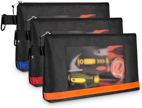 13" Tool Pouches with Zipper, Heavy Duty Small Tool Bag with Visible ...