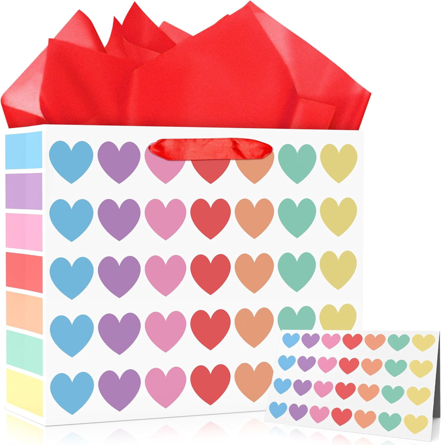 13" Valentines Bags with Tissue Paper and Card, Valentine Day Bag for ...