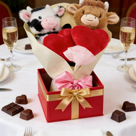 13" Valentines Gift Cute Cow Bouquet Plush,Cow Bouquet Plush, 2026 ...