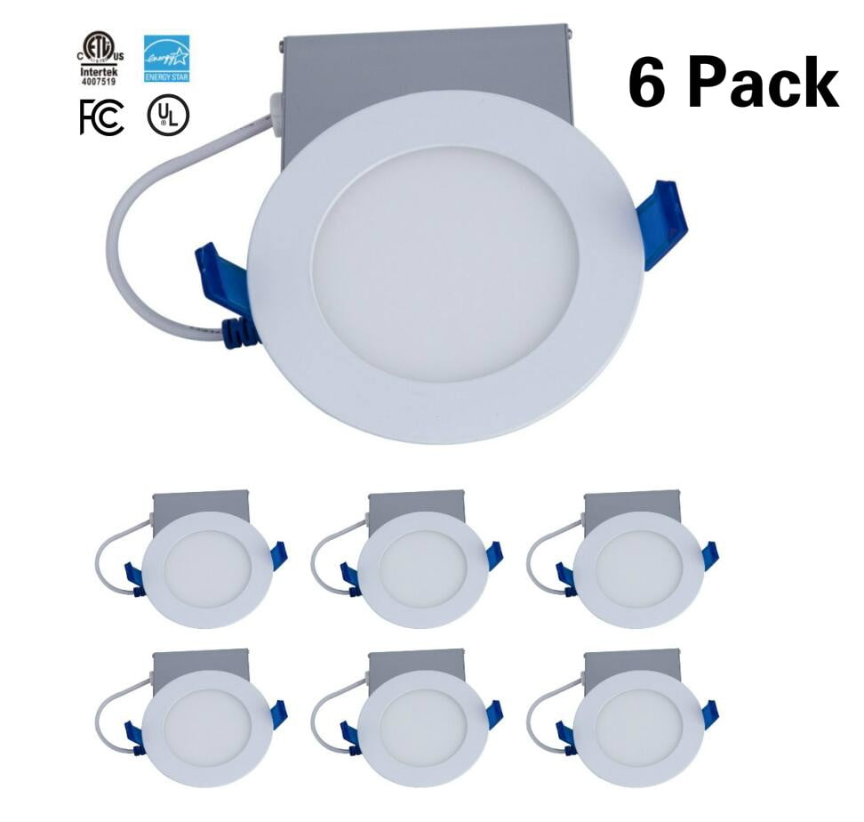 13 W 6" Ultra-Thin Recessed Ceiling Light with Junction Box, 3000K Cool ...