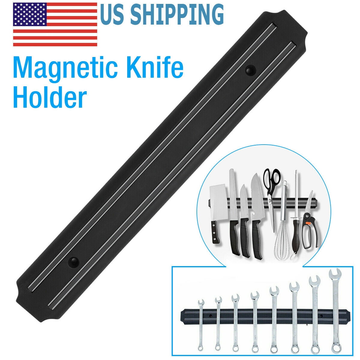 13" Wall Mount Magnetic Knife Scissor Storage Holder Rack Strip Kitchen ...