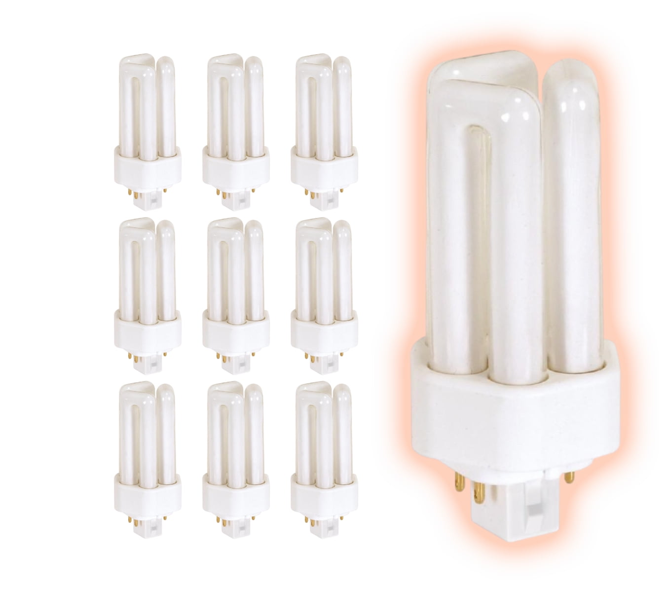 13 Watt CFL Light Bulbs | 4 Pin GX24Q-1 Base 2700K Soft White | 13W High Output 810 Lumens ...