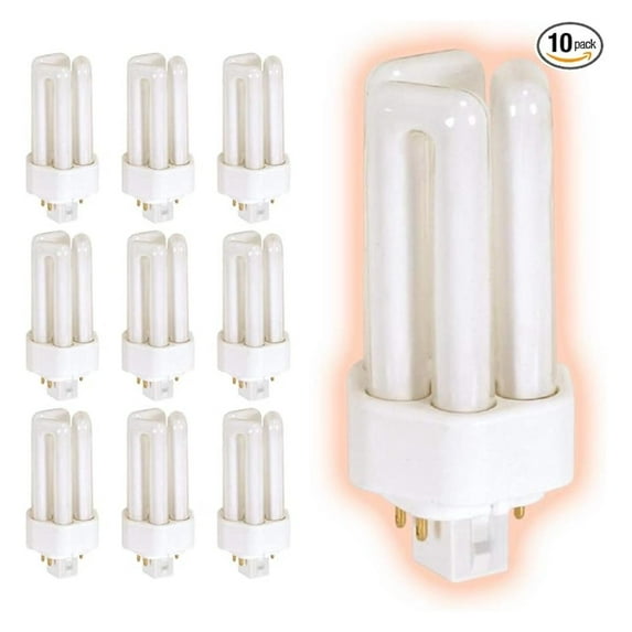 13 Watt CFL Light Bulbs | 4 Pin GX24Q-1 Base 3000K Warm White | 13W High Output 810 Lumens ...