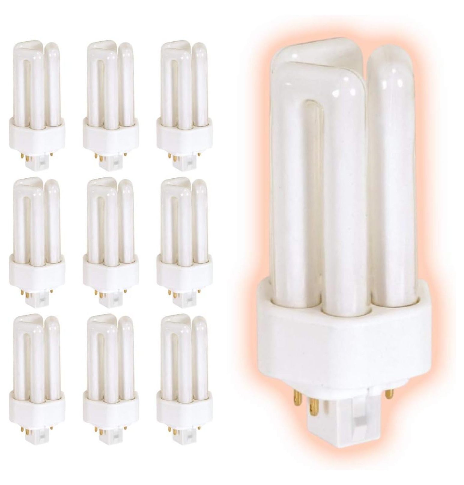 13 Watt CFL Light Bulbs | 4 Pin GX24Q-1 Base 3500K Neutral White | 13W High Output 810 Lumens ...