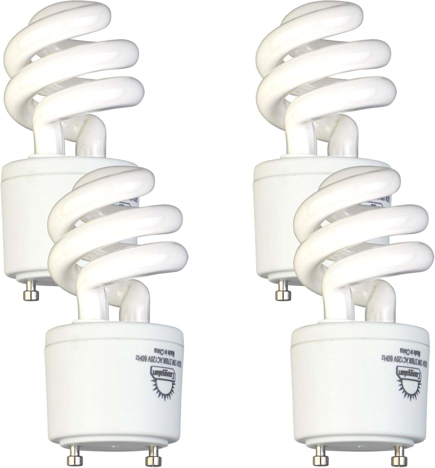 13 Watt GU24 Base 2 Prong Light Bulb, CFL T2 Mini Twist Lock Spiral ...