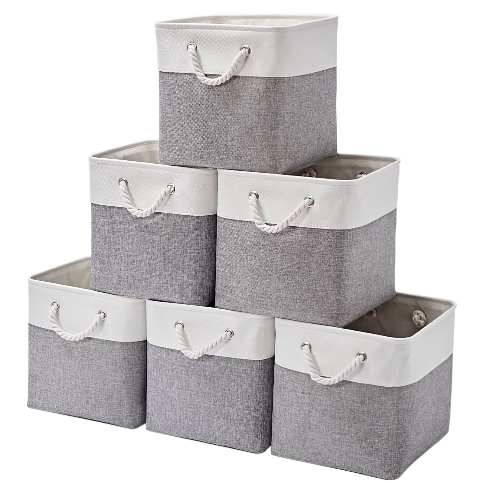 13 X 13 Inch Storage Cubes 6 Pack Cube Bins For Shelves Fabric ...