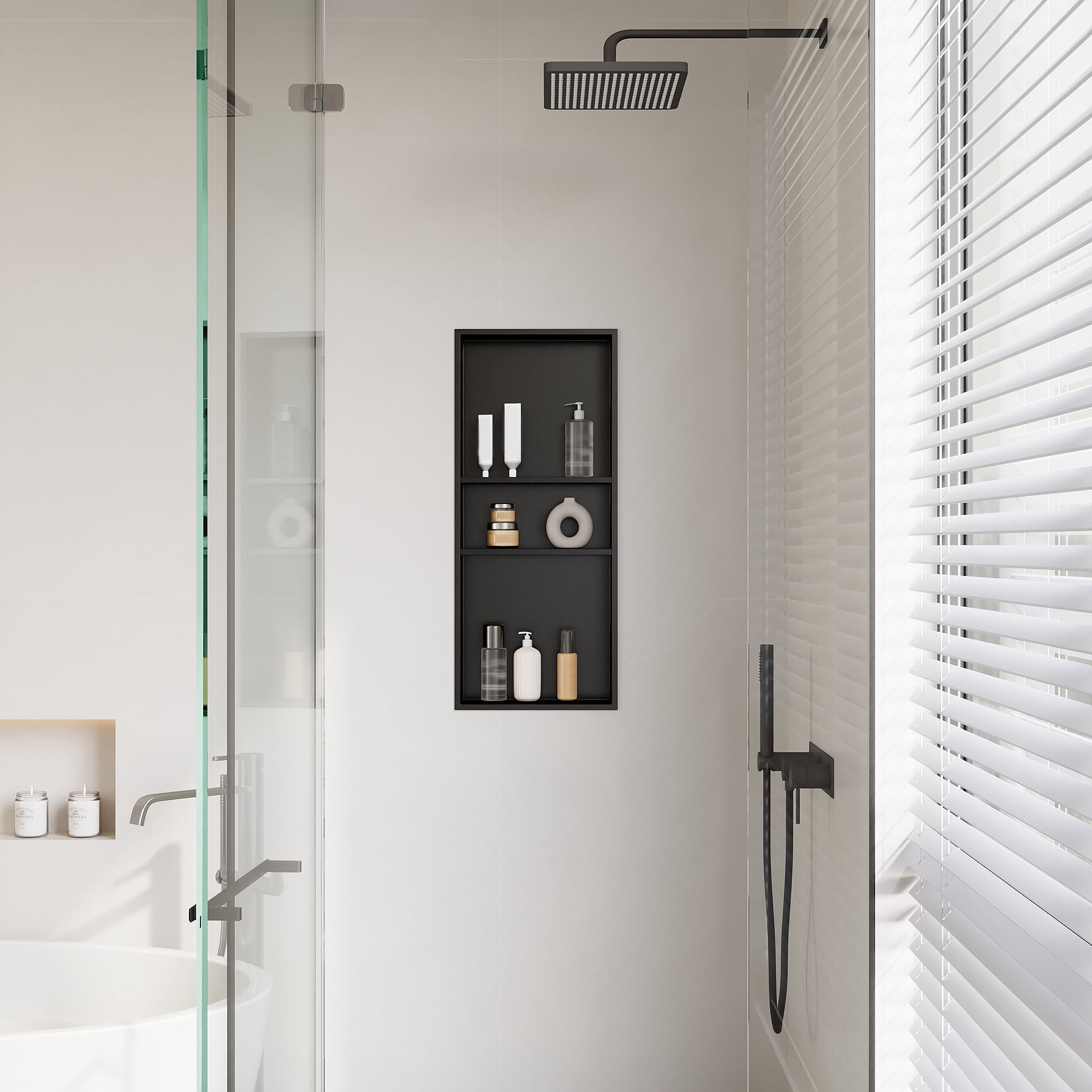13" X 31" Triple Shelf Shower Niche With Drainage Slope - Black DV ...