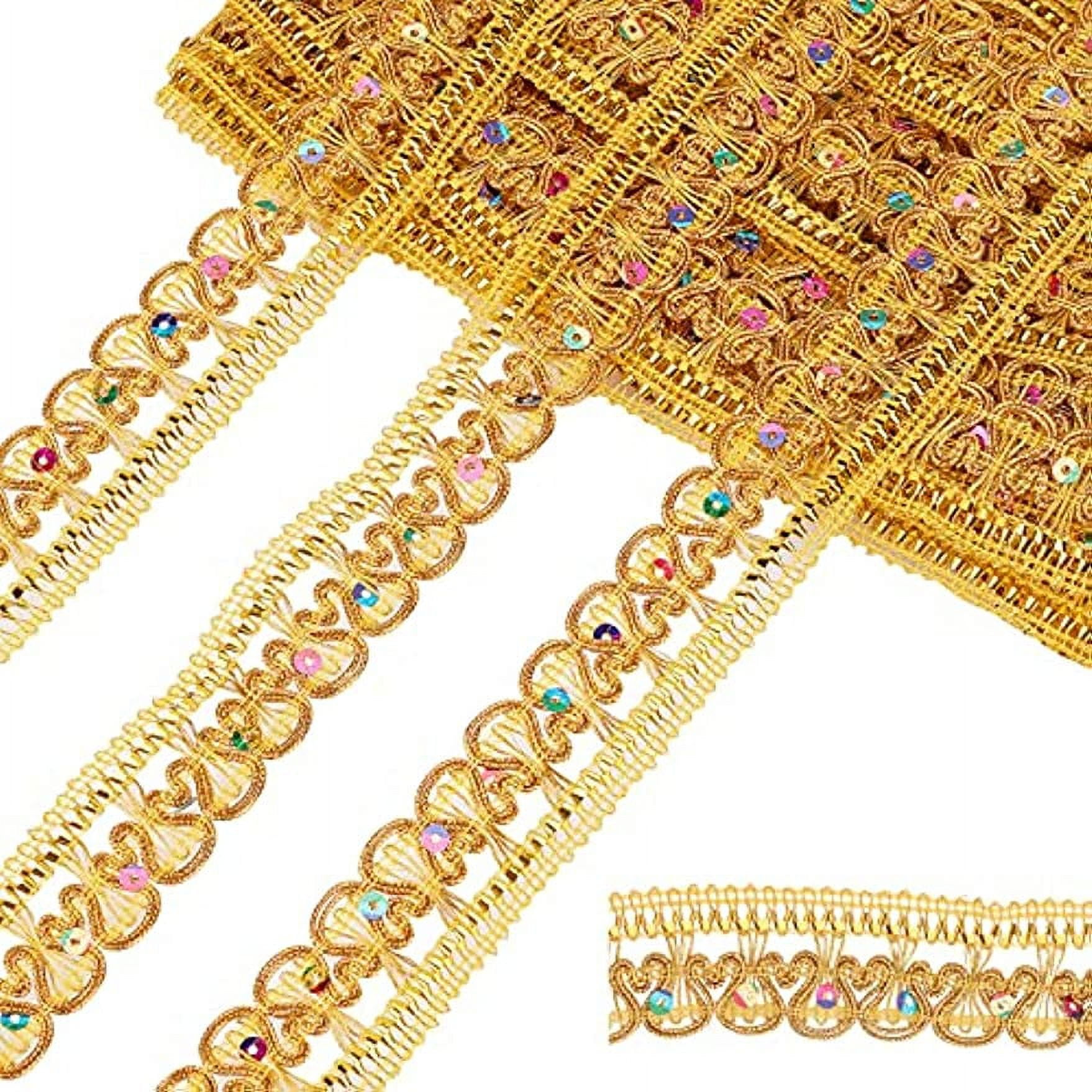 13 Yards Metallic Braid Lace Trim Golden Fabric Trim Fringe Ribbons ...