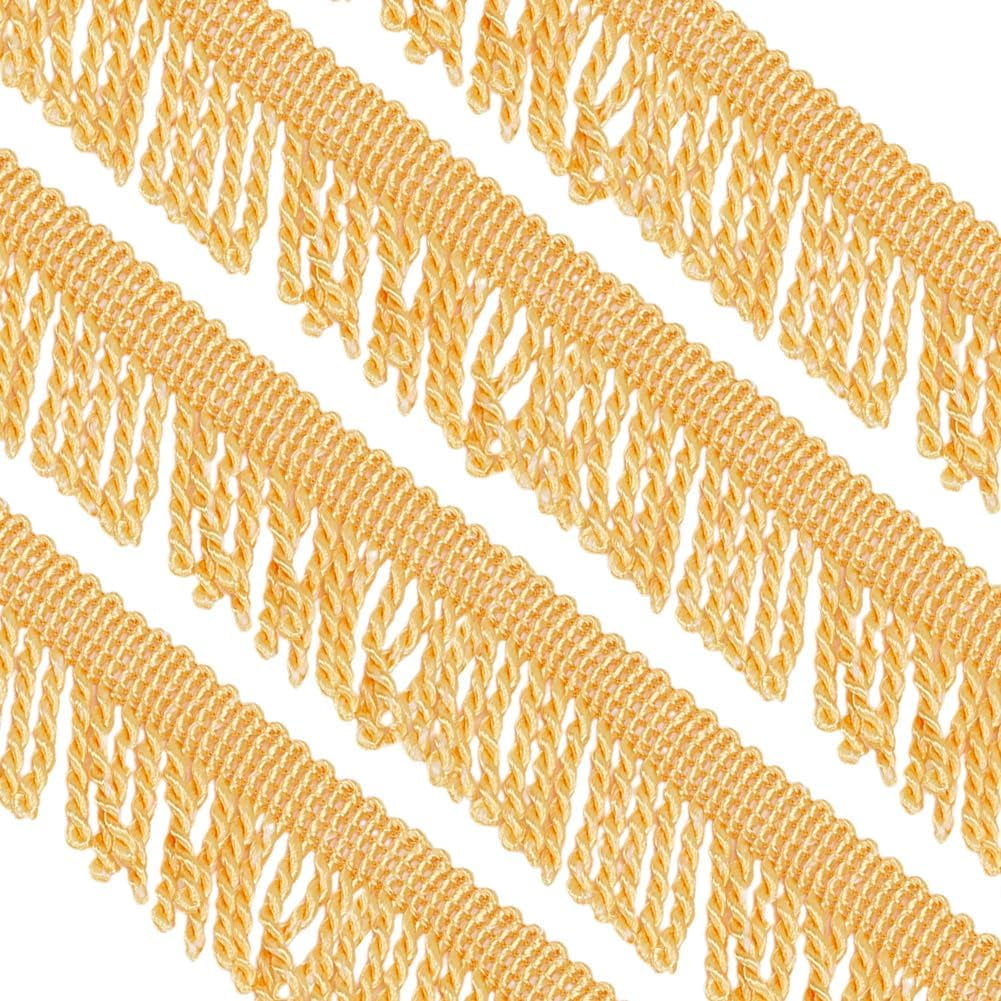 13 Yards Thin Bullion Fringe Trim 2.16Inch Gold Short Tassel Fringe ...