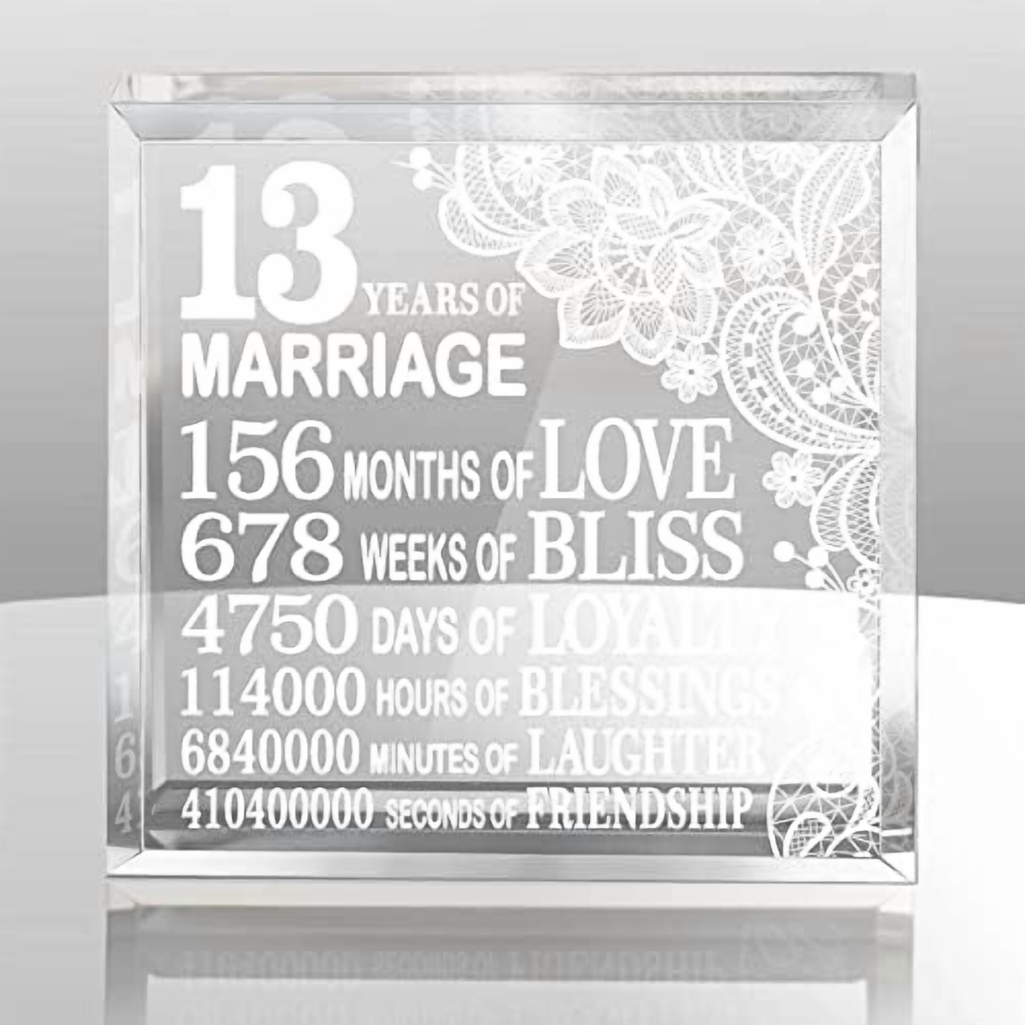 13 Years of Marriage Engraved Keepsake and Paperweight, Traditional ...