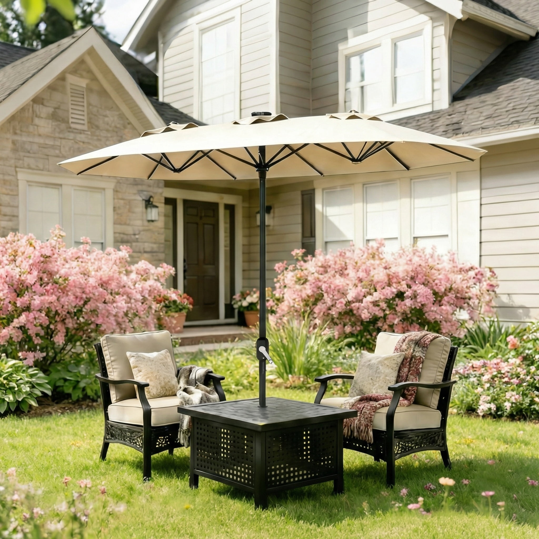 13 ft umbrella outdoor patio,Double-Sided Rectangle,Oversized Shade ...