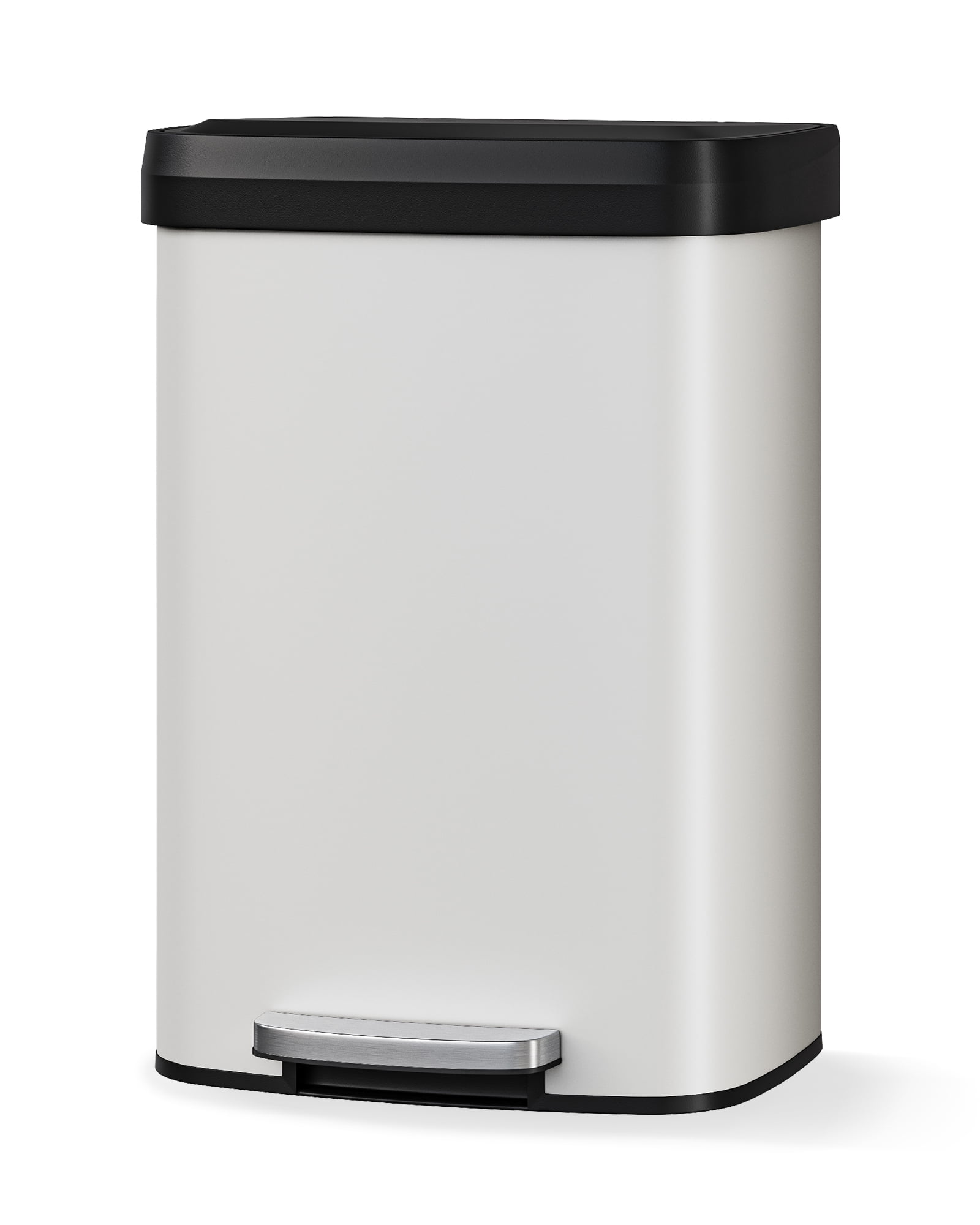 13 gal / 50 L Brushed Stainless Steel Trash Can with Lid, Large Garbage ...