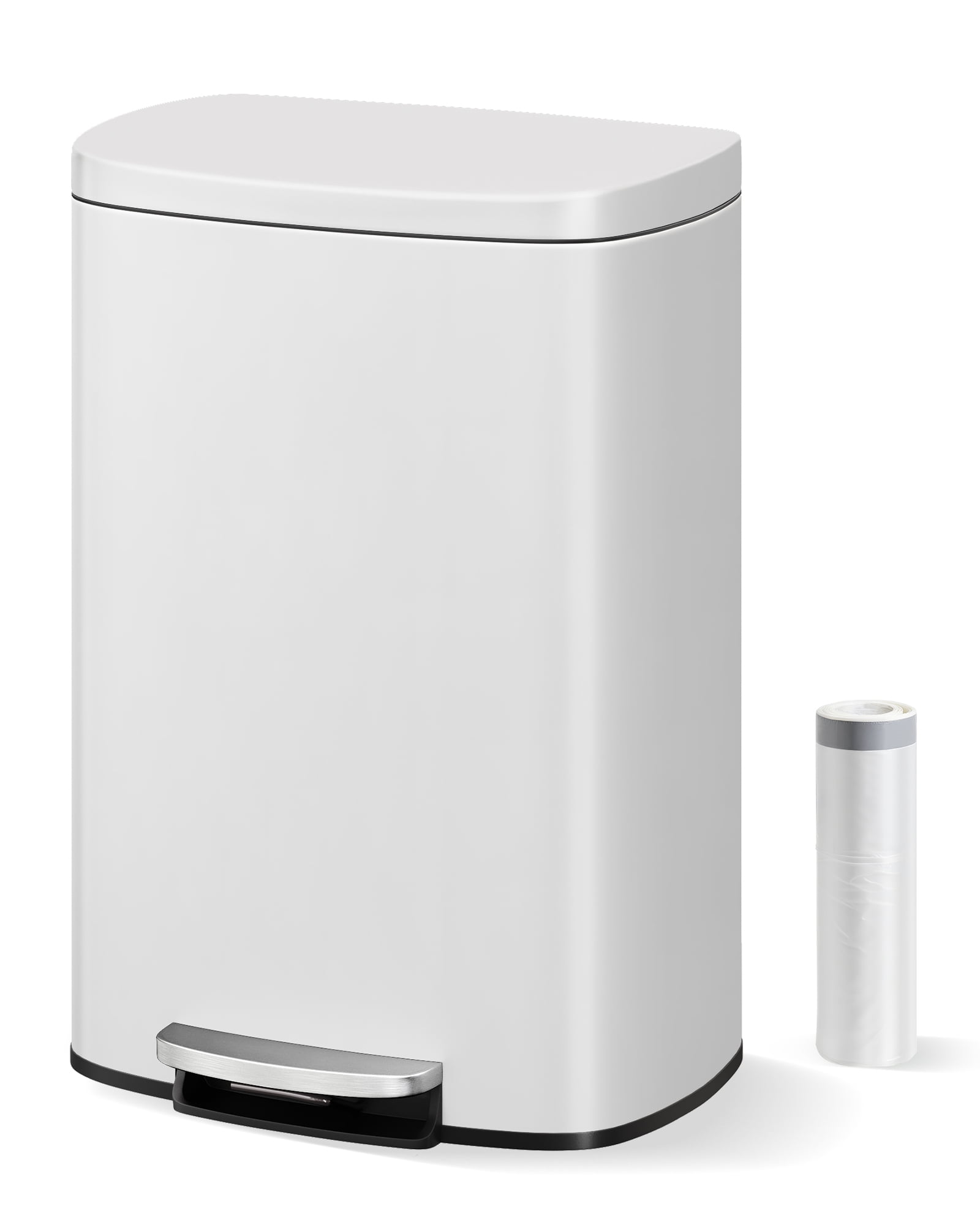 13 gal / 50 L Stainless Steel Trash Can, with Soft-Close Lid, Large ...