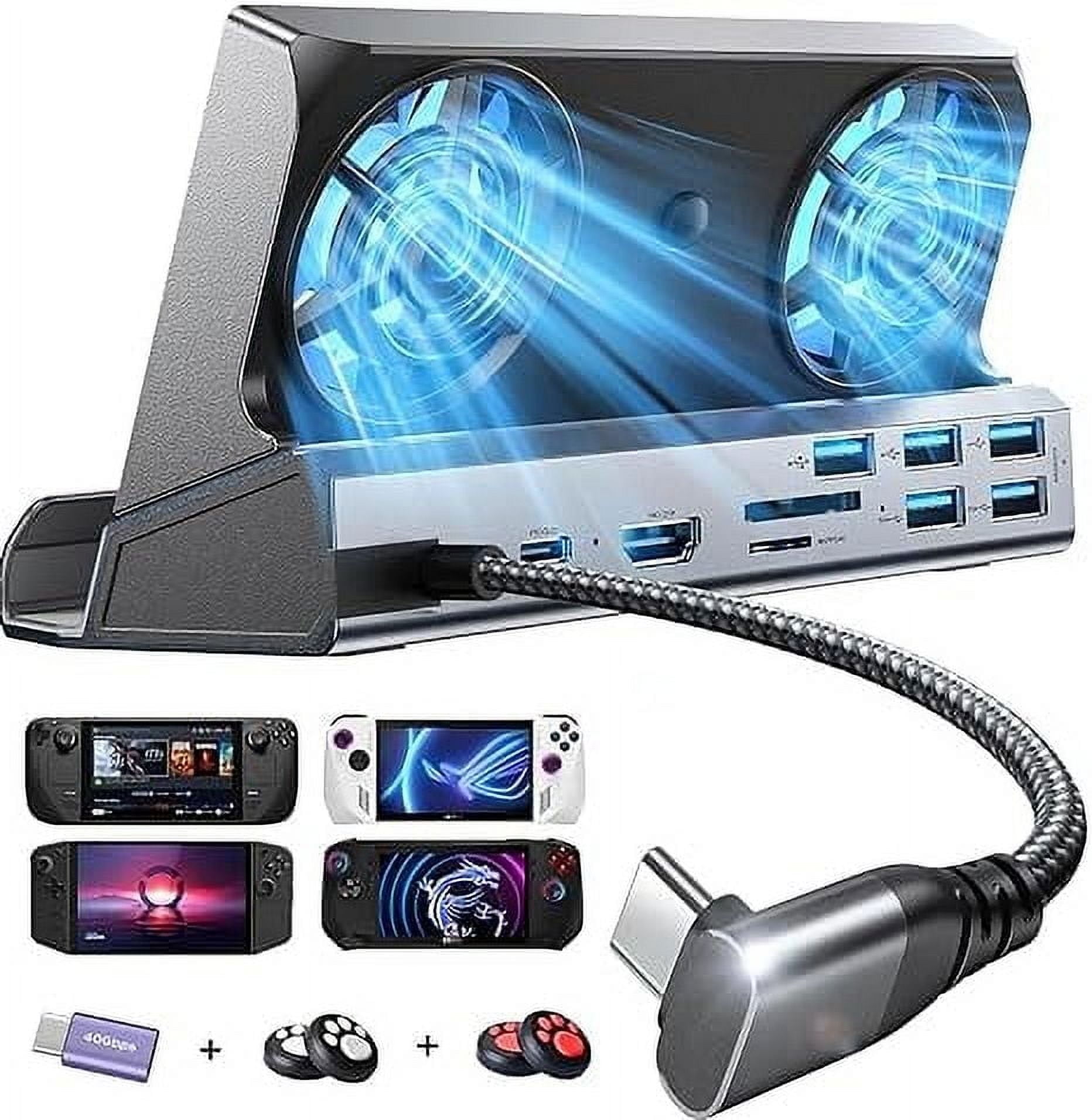 Docking Station for Steam Deck OLED & ROG Ally & Legion Go, Dual Cooling Fans 5 USB Ports and 4K ...