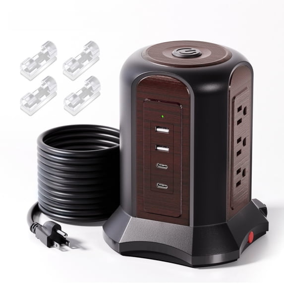 13-in-1 Power Strip Tower Surge Protector, SUPERDANNY Desktop Charging ...