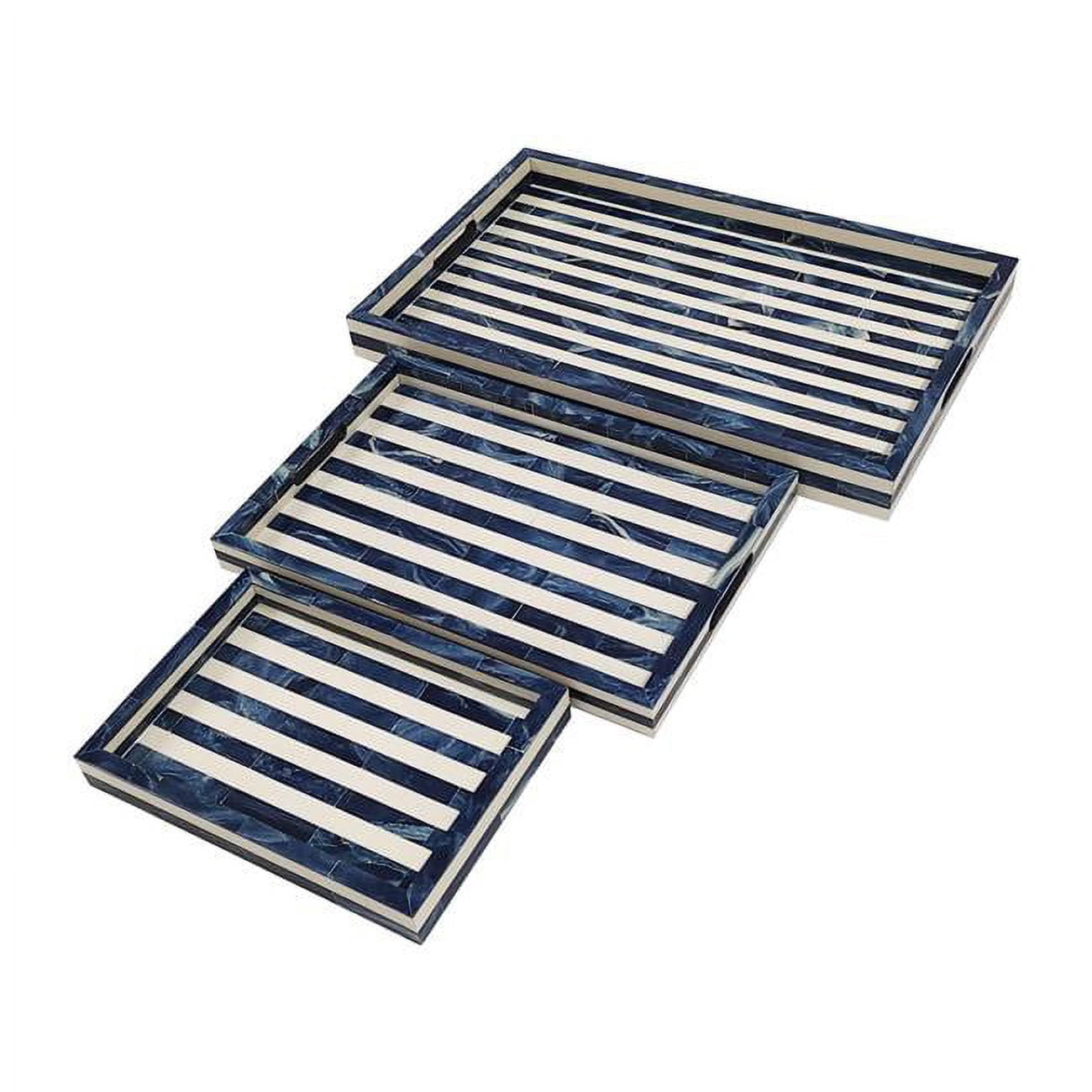 13 in., 18 in. & 24 in. Resin Striped Trays, Blue & White - Set of 3 ...