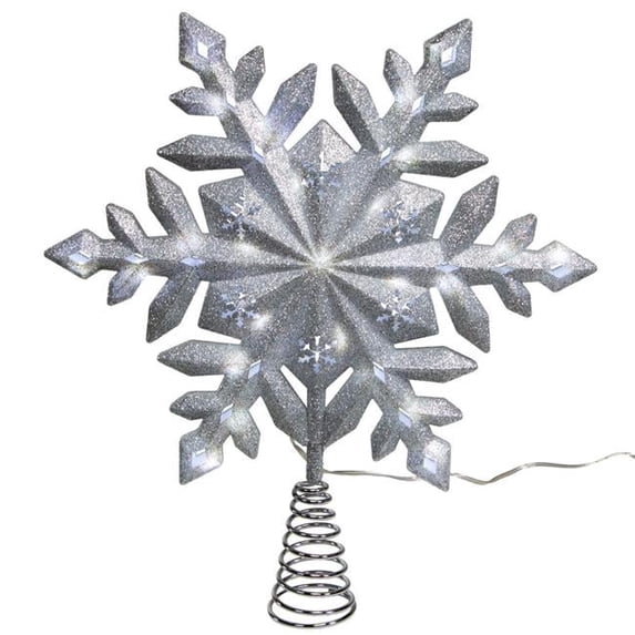 13 in. 25-Light LED Glittered Snowflake Tree Topper - Walmart.com