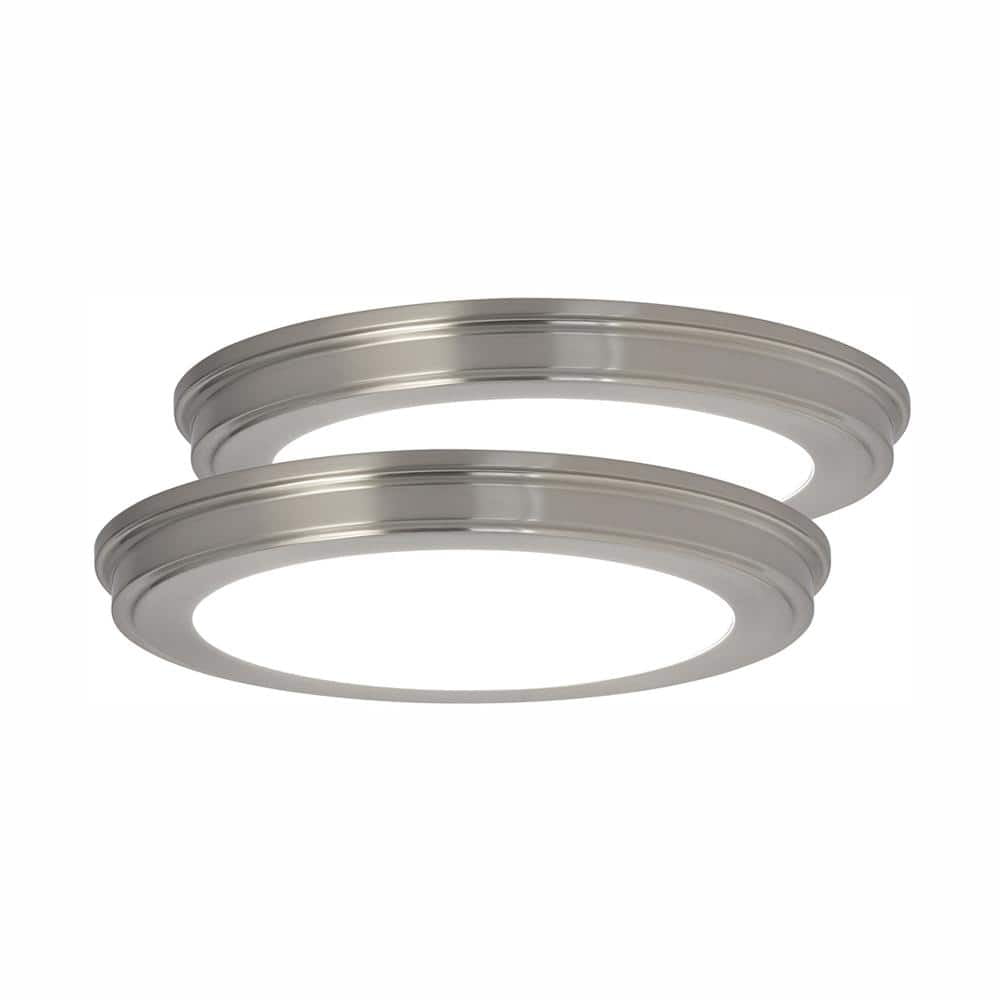 13 in. Brushed Nickel Selectable CCT Color Changing LED Round Ceiling ...