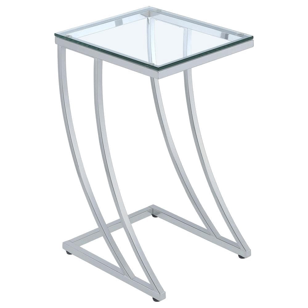 13 in. Chrome and Clear Rectangle Glass Accent Table - Walmart.com