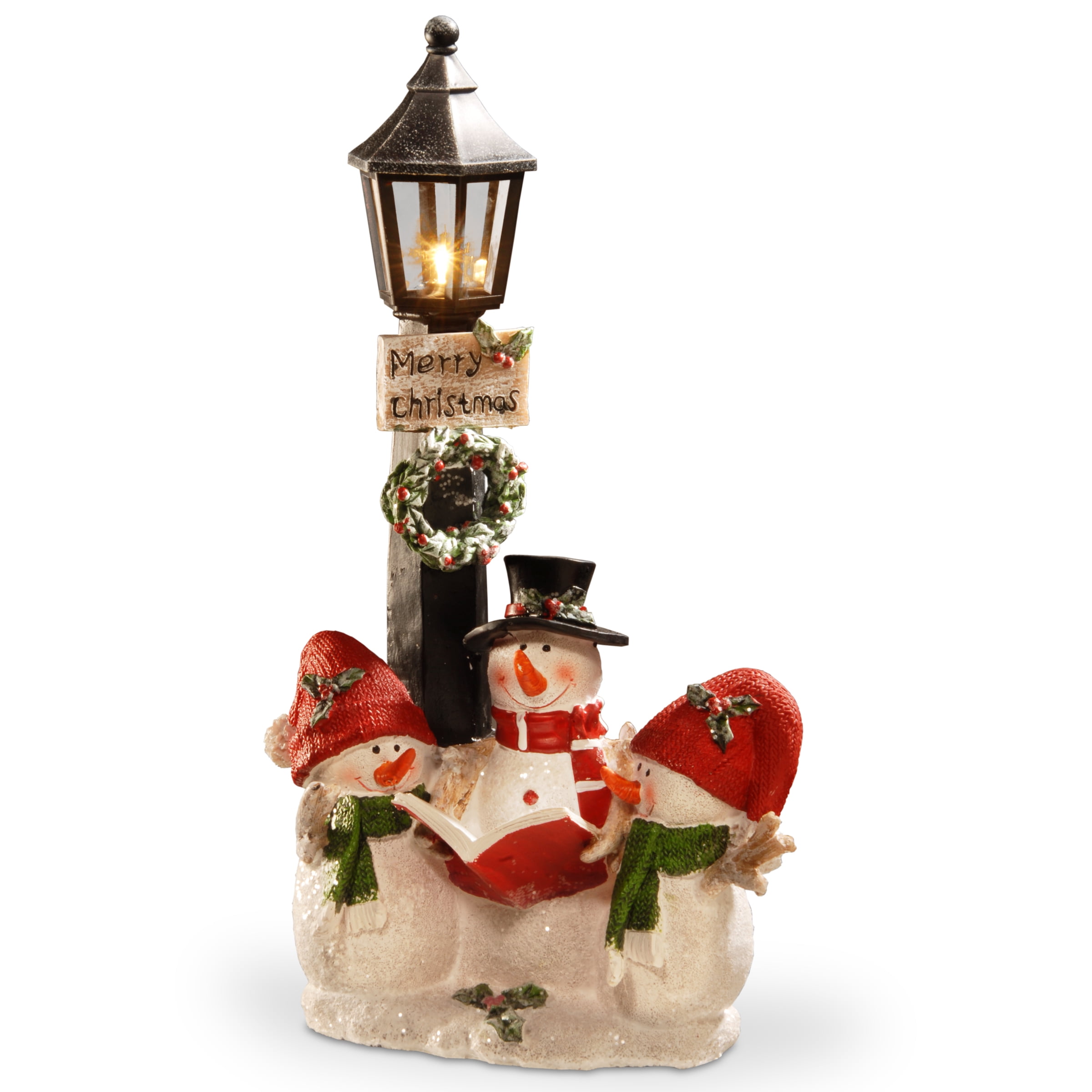 13 in. Lighted Snowmen Décor Piece - Walmart.com