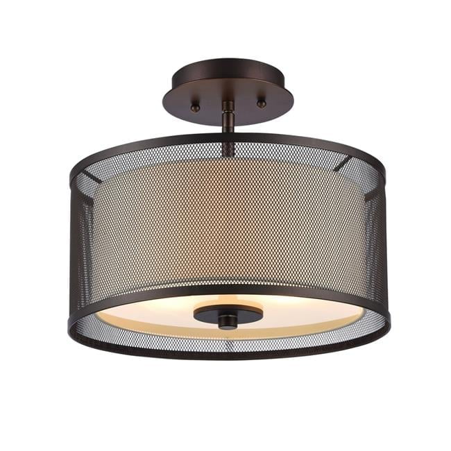 13 in. Lighting Audrey Transitional 2 Light Rubbed Bronze Semi-Flush ...