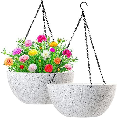 13 inch 2Pack Large Hanging Planters for Outdoor Indoor Plants with ...