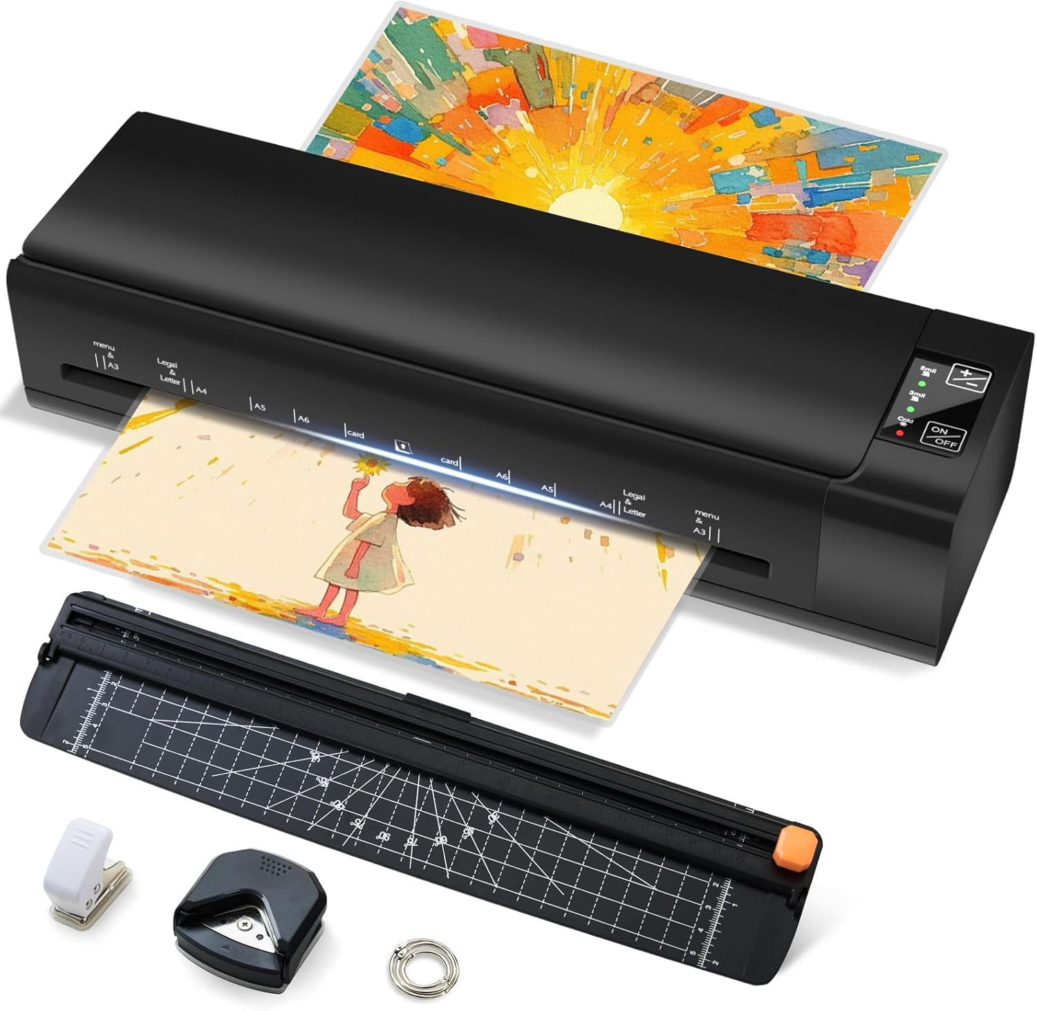 13 inch A3 Laminating Machine, 9-in-1Laminator with Sheets for Hot ...