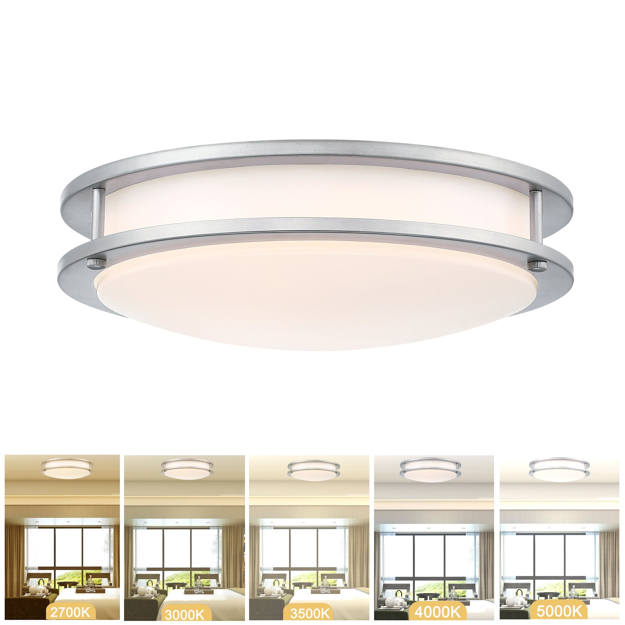 13 inch Brush Nickle LED Flush Mount Ceiling Light Fixture for Kitchen ...