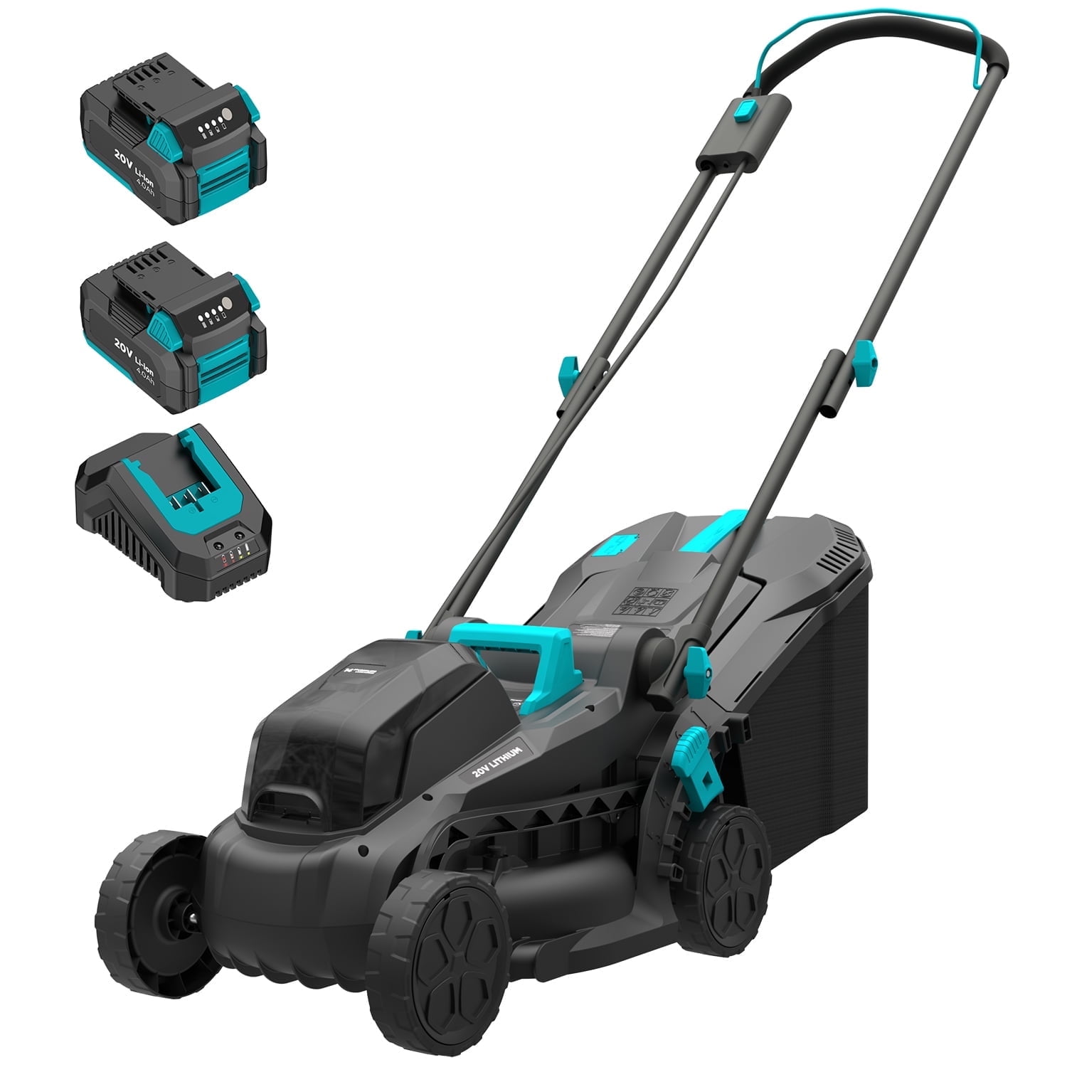 13 inch Electric Lawn Mower,20V Cordless Lawn Mowers with Brushed Motor ...