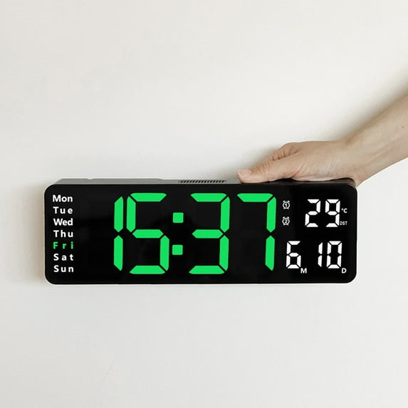 13-inch Led Digital Alarm Clock Time Date Temperature Week Display Wall ...